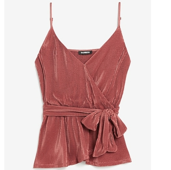 Express | Tops | Nwt Express Pleated Wrap Front Tie Peplum Cami | Poshmark
